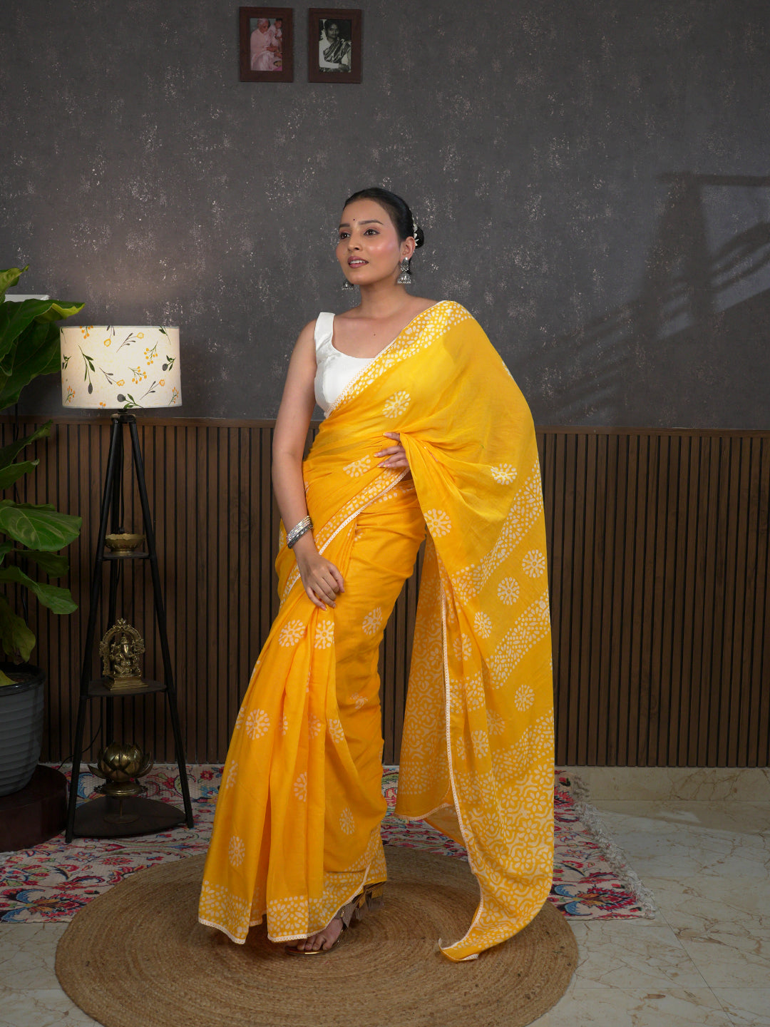 Suti Mudra Yellow Batik Saree